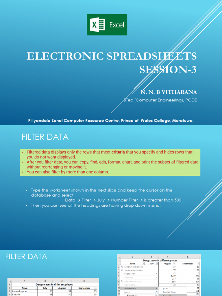 Electronic Spreadsheets-Session 3 (1) | PDF