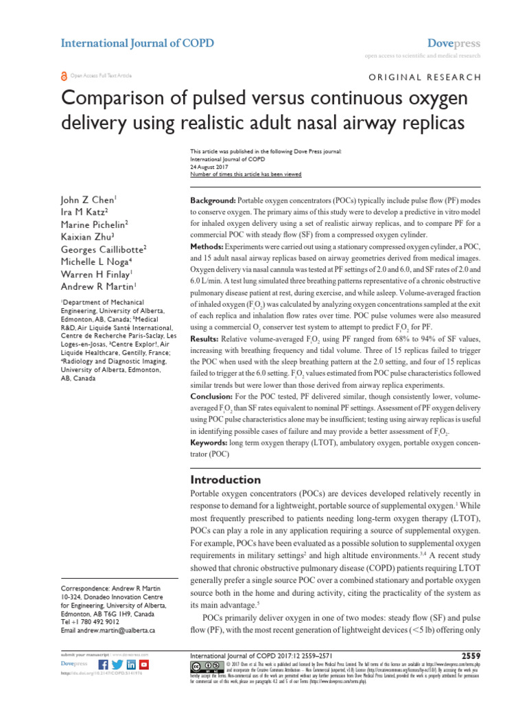 5-14 Comparison of Pulsed Versus Continuous Oxygen Delivery Using ...