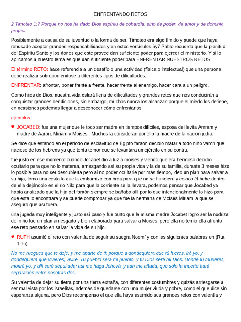 Enfrentando Retos | PDF | Moisés | Rut (figura bíblica)