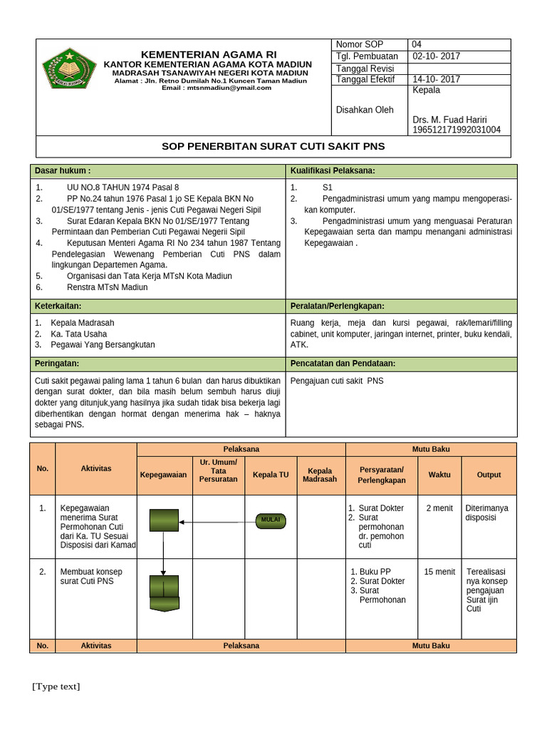 SOP CUTI Sakit | PDF
