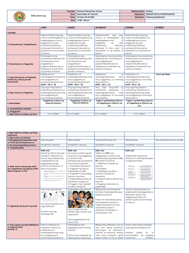 Esp 5 Week 5 | PDF
