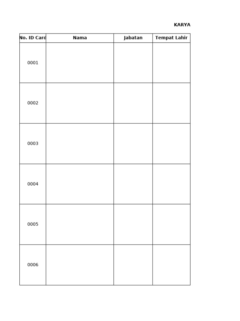 Format Daftar Karyawan HKI Dan Pekerja Rekanan | PDF | Bisnis