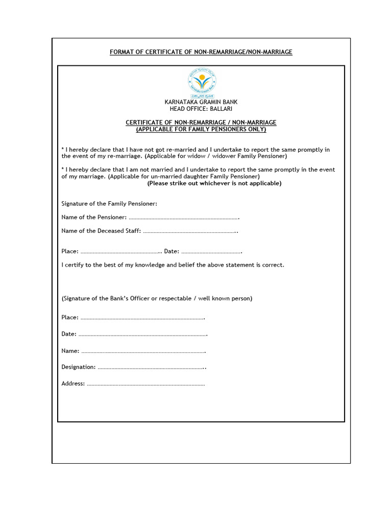 Certificate Marriage Non Marriage | PDF