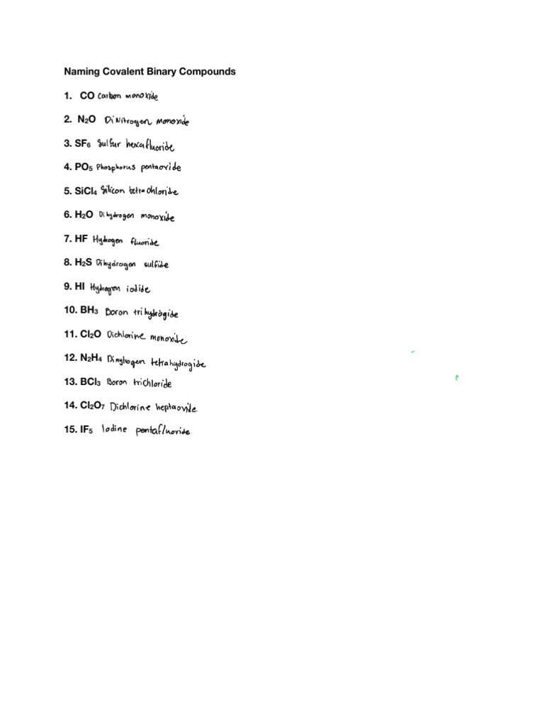 Binary Covalent Compounds | PDF