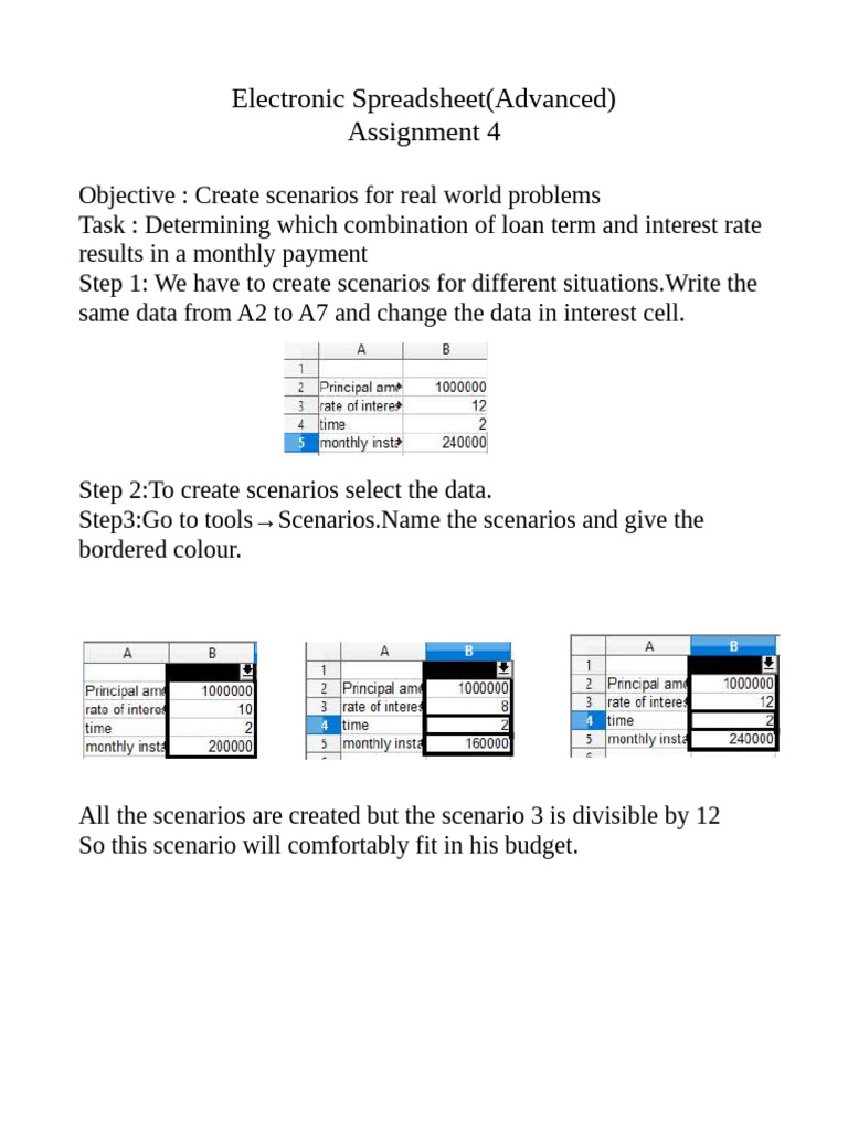 Electronic Spreadsheet (Advanced) Assignment 4 | PDF | Computers
