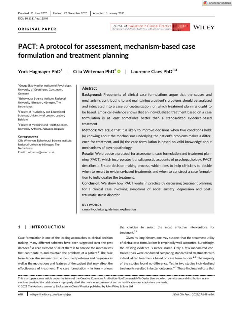 Evaluation Clinical Practice - 2021 - Hagmayer - PACT A Protocol For ...