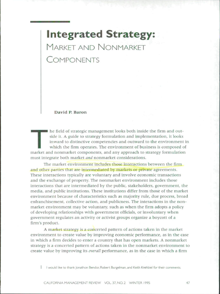Integrated Non-Market Strategy | PDF | Market (Economics) | Marketing ...