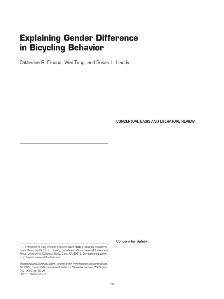 Explaining Gender Difference in Bicycling Behavior | PDF | Cycling Infrastructure | Behavior