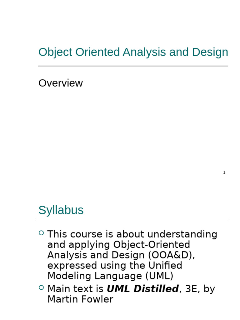 Object-Oriented Analysis & Design Course | PDF | Unified Modeling ...