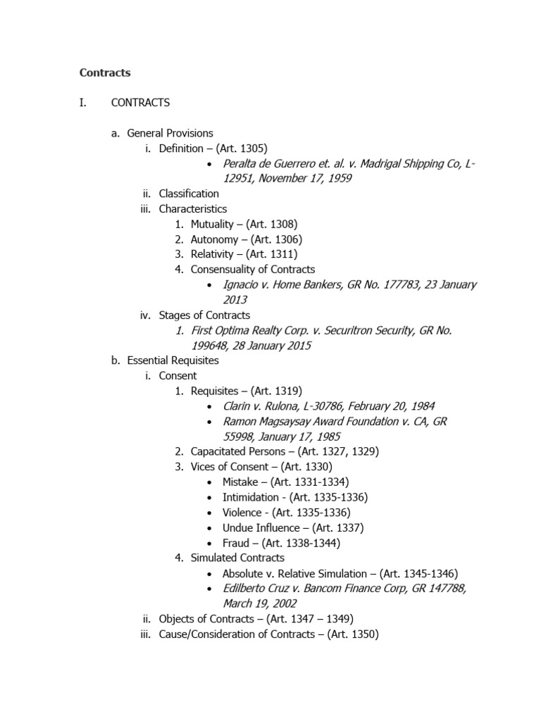 BSA 4th Year - Contracts | PDF | Civil Law (Legal System) | Business Law