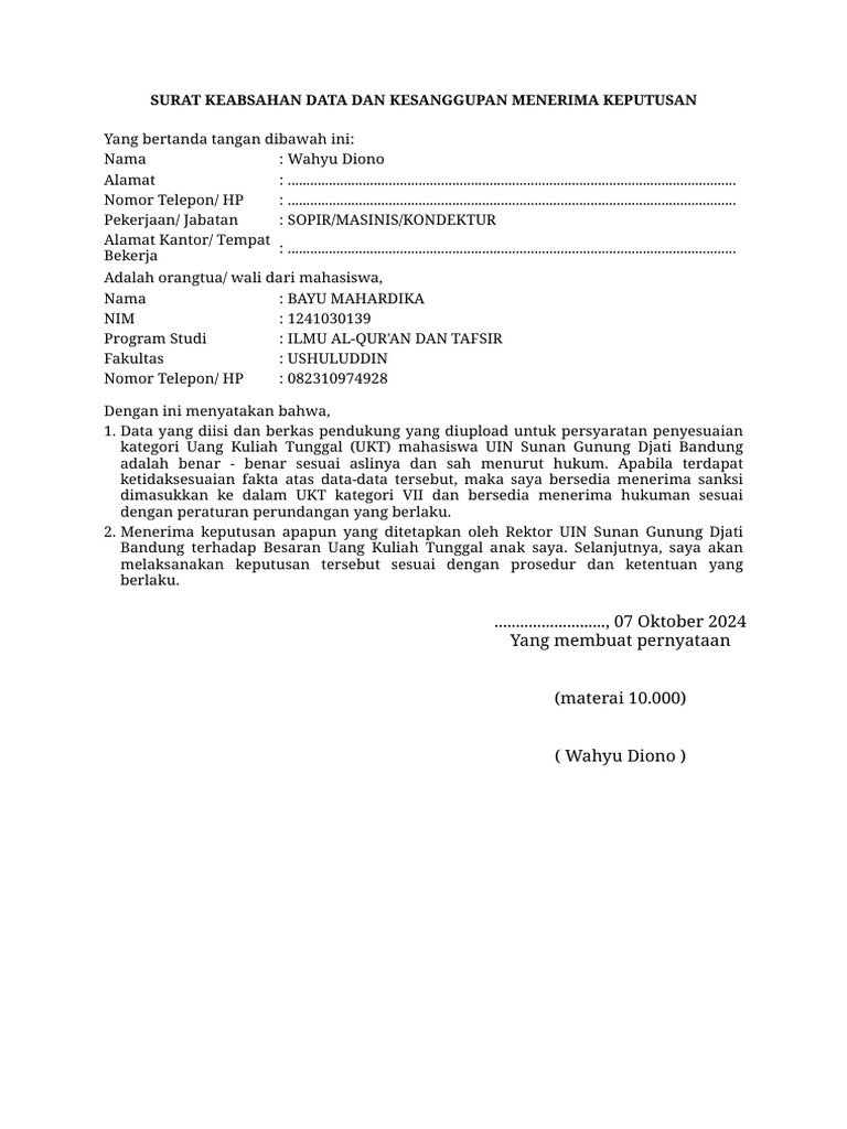 Surat Keabsahan | PDF | Hukum