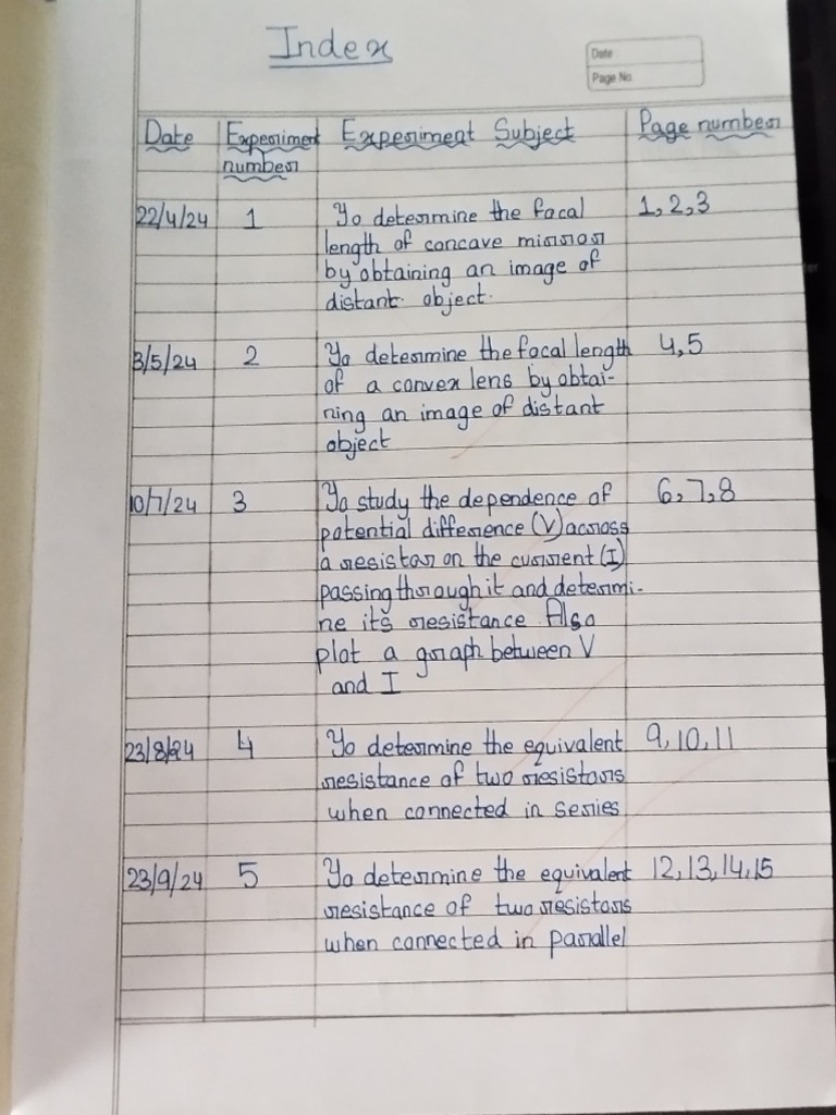 Physics - Lab Work Class X | PDF