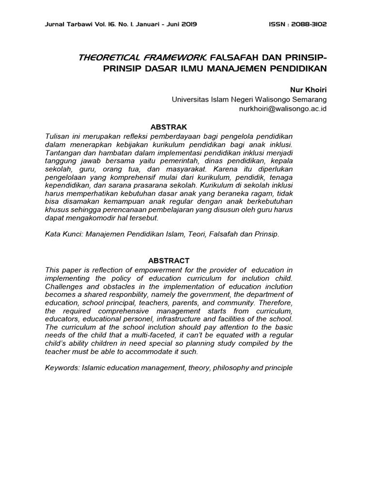 Theoretical Framework Falsafah Dan Prins | PDF | Karier & Perkembangan | Sains & Matematika