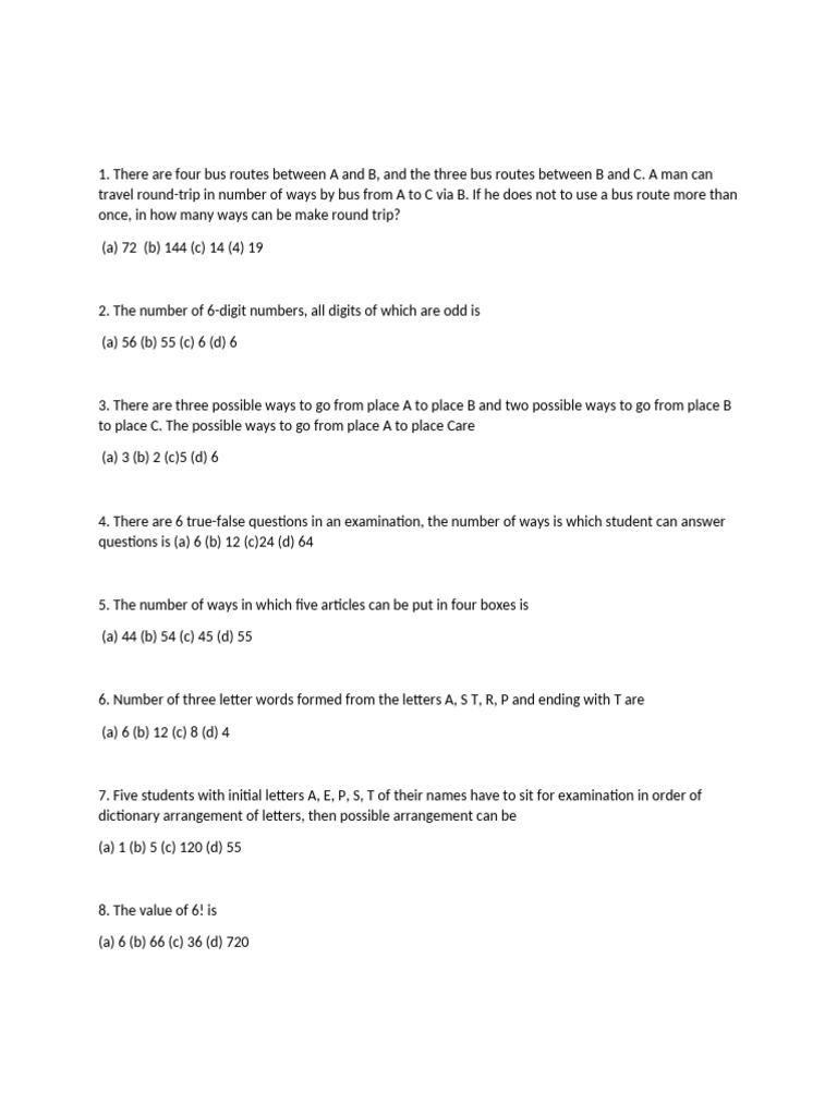 Math Questions P&C | PDF
