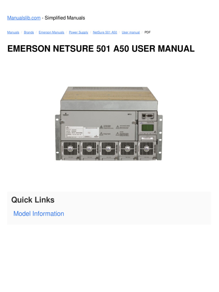 Emerson Netsure 501 A50 User Manual: Quick Links | PDF | Power Supply ...