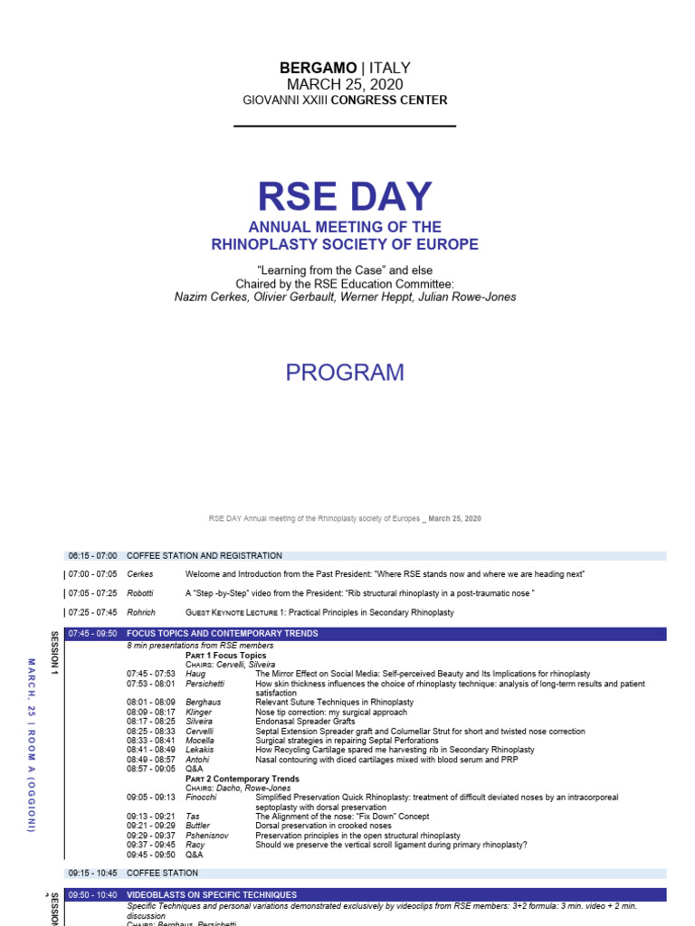 RSE Day 2020: Rhinoplasty Society Meeting | PDF | Human Nose | Surgical ...