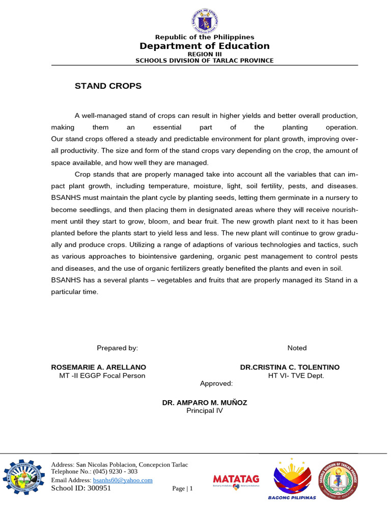 STAND CROPS (AutoRecovered) | PDF | Leaf Vegetable | Vegetables