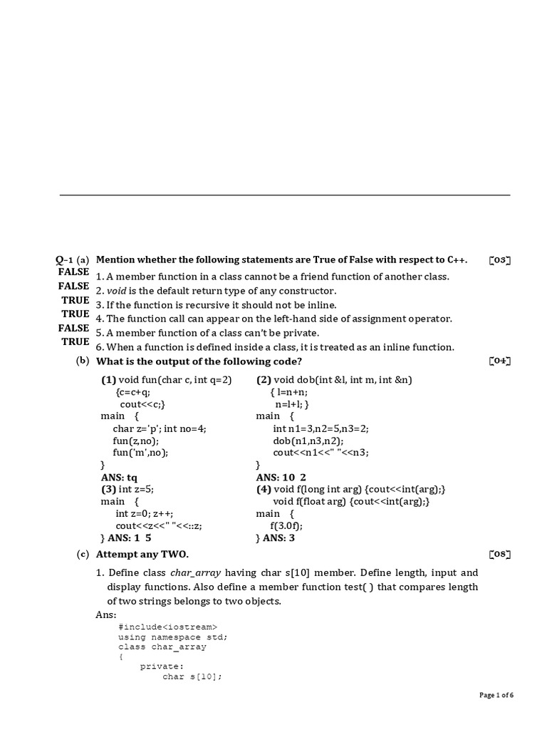 C++ Object Oriented Programming Exam | PDF | C++ | Computer Engineering