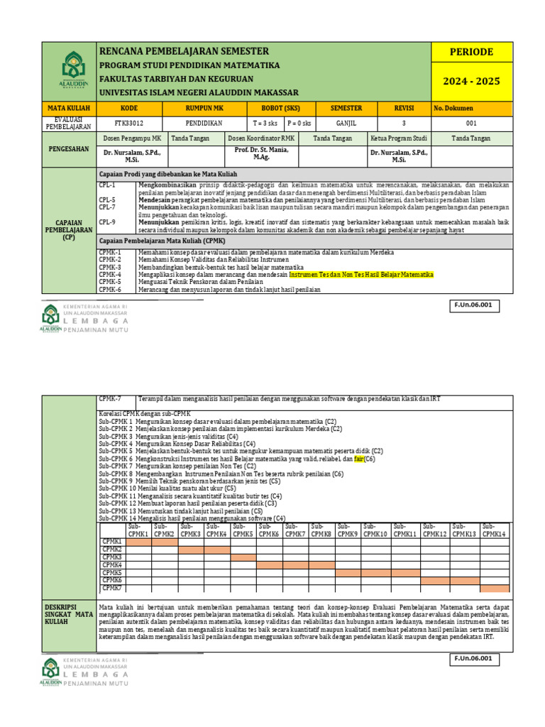 Evaluasi Pembelajaran Matematika | PDF | Karier & Perkembangan | Seni