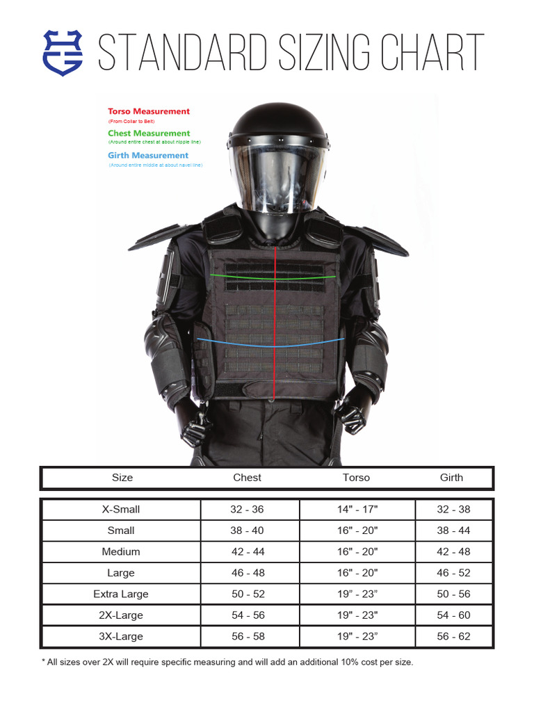 Haven Gear Standard Vest Sizing Chart | PDF
