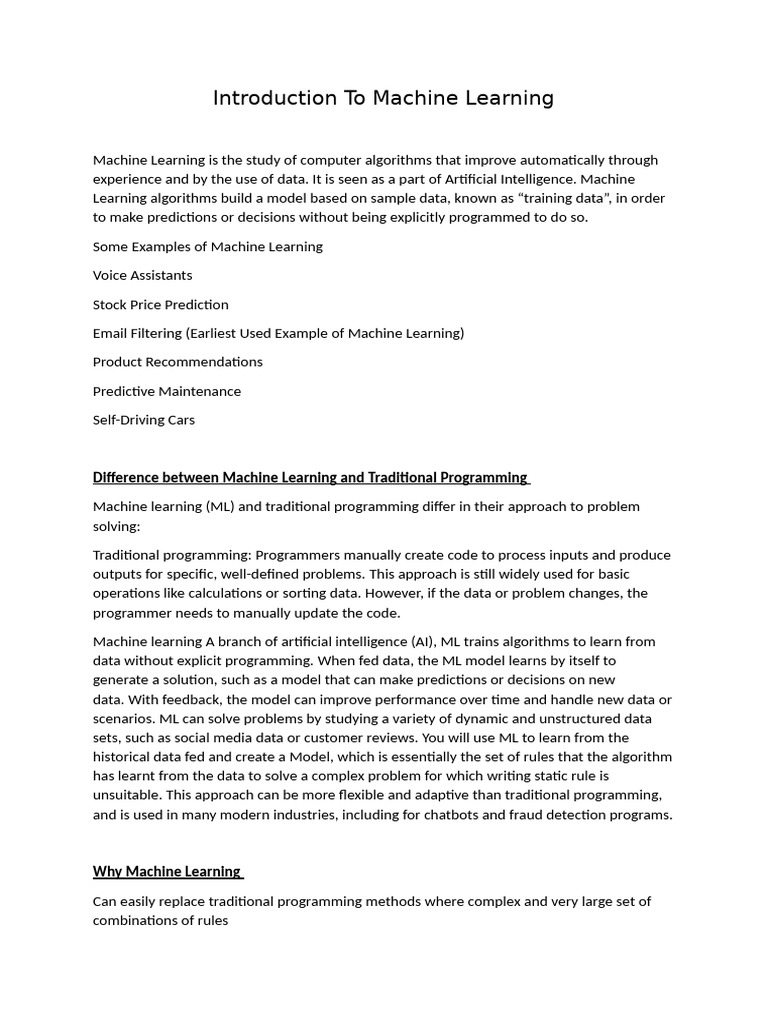 Introduction to Machine Learning | PDF | Machine Learning | Computing Introduction to Machine Learning | PDF | Machine Learning | Computing