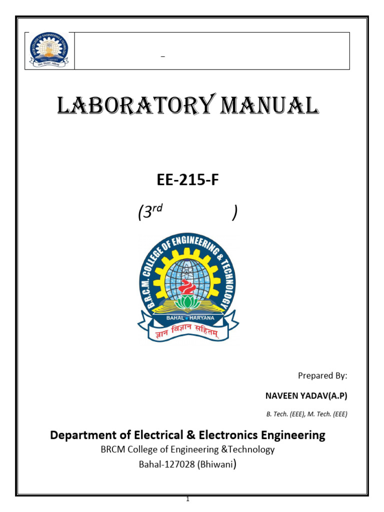 Electrical Machine 2 Lab Manual | PDF | Electric Motor | Transformer