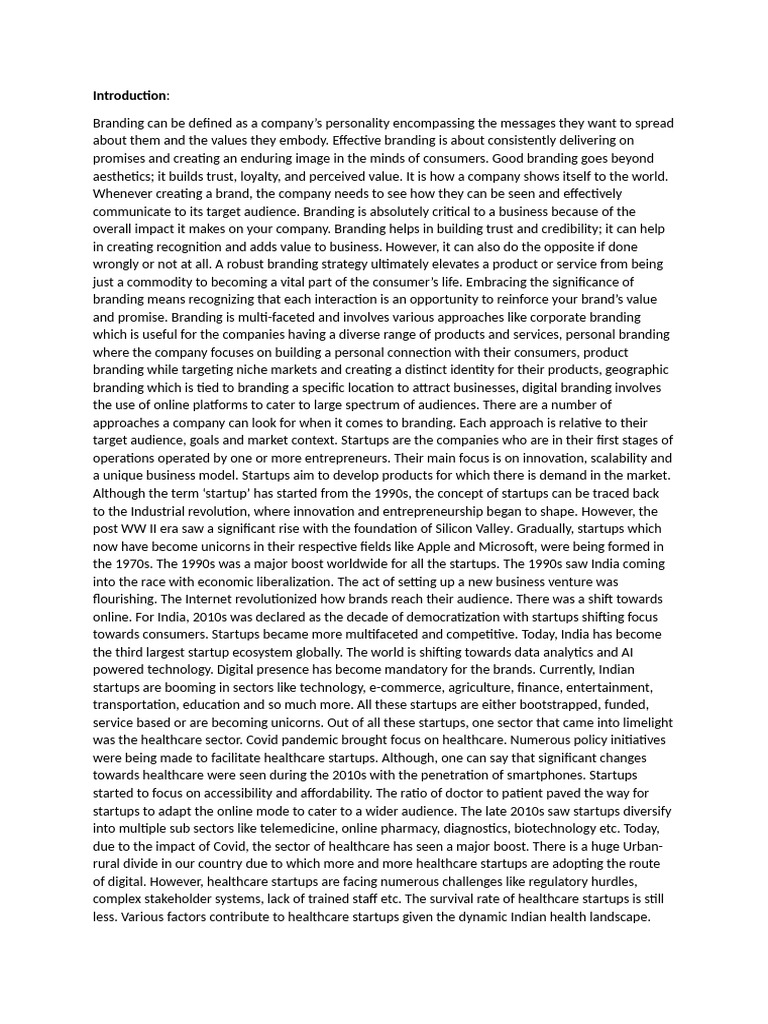 Introduction Draft 1 | PDF | Brand | Startup Company