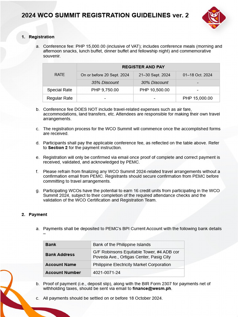 WCO Summit 2024 Registration Guide | PDF | Payments | Taxes