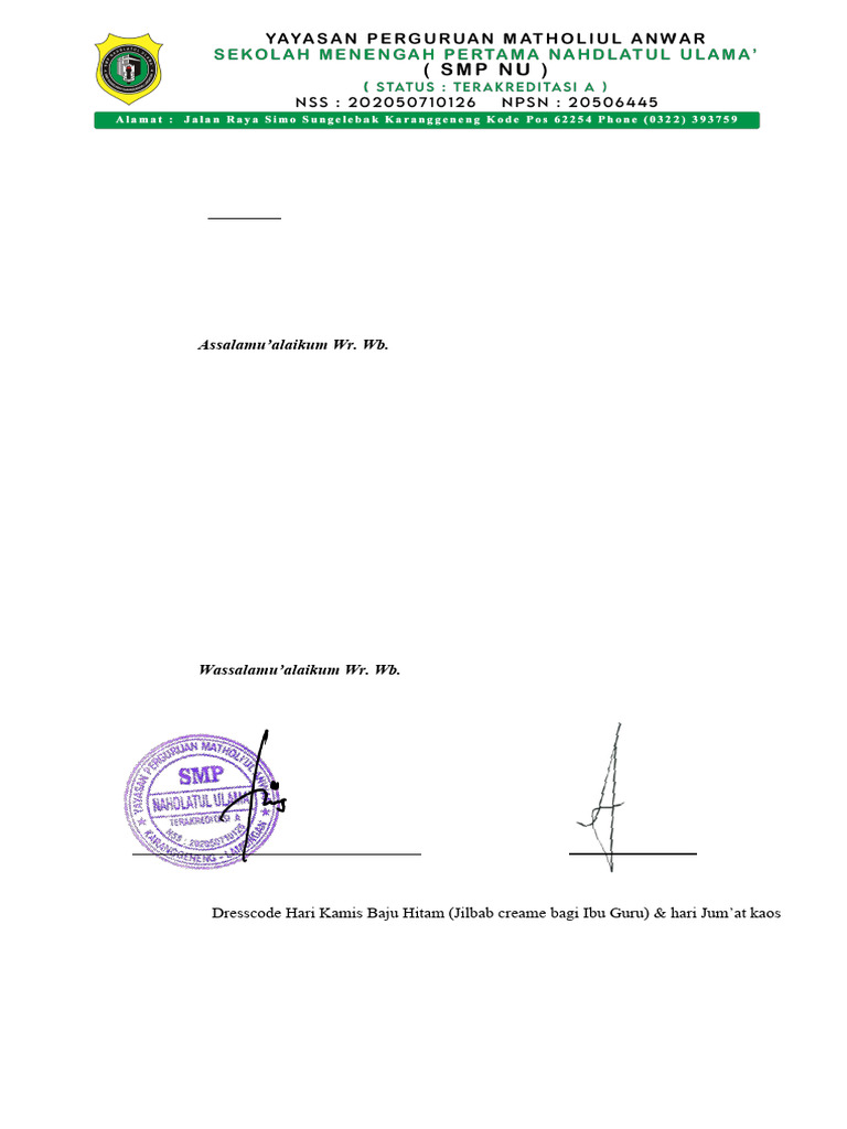 Undangan Guru SMP Nu Simo | PDF