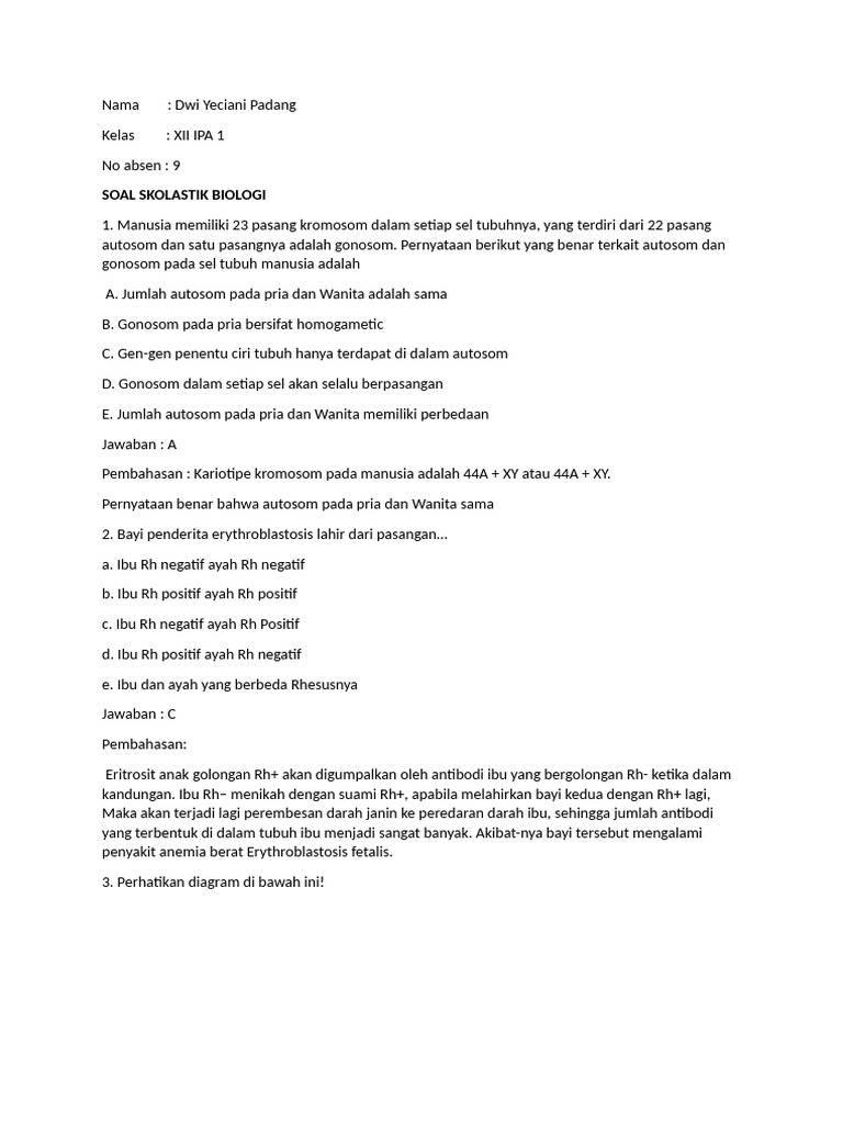 Soal Skolastik Biologi Dwi | PDF