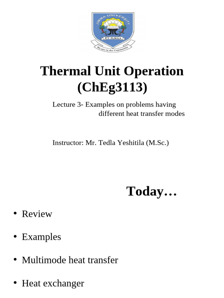 Lectuer 3 - H.T. Problems and HX Introduction | PDF | Heat Transfer | Heat Exchanger