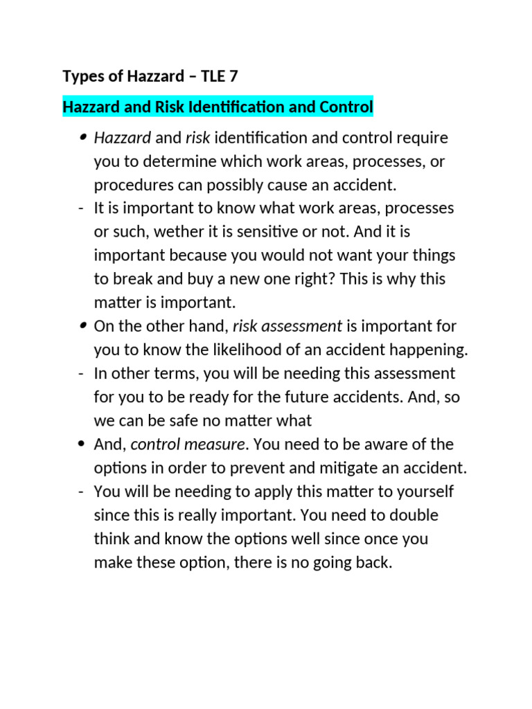 Types of Hazzard | PDF | Career & Growth