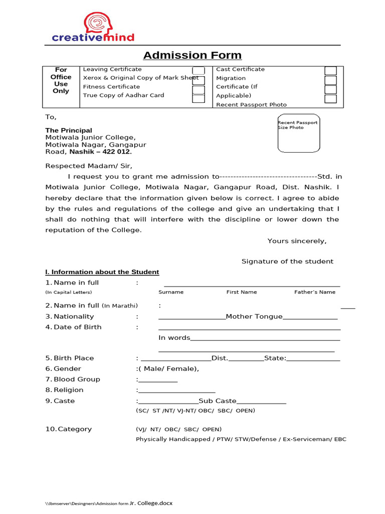 Admission-form-Jr.-College | PDF