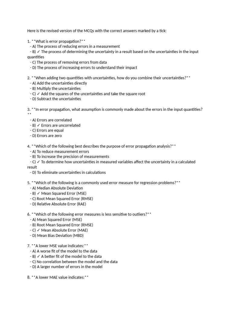 MCQ Concept | PDF | Errors And Residuals | Mean Squared Error