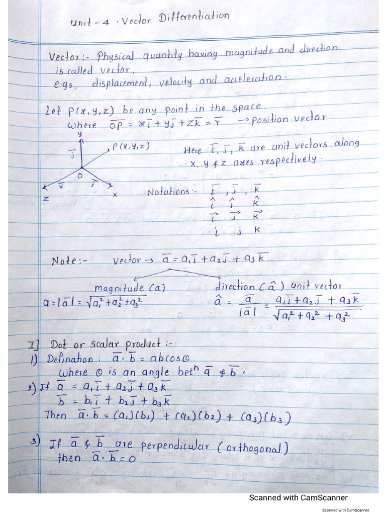 Unit 4 Vector Differentiation (1) Engineering Mathematics | PDF