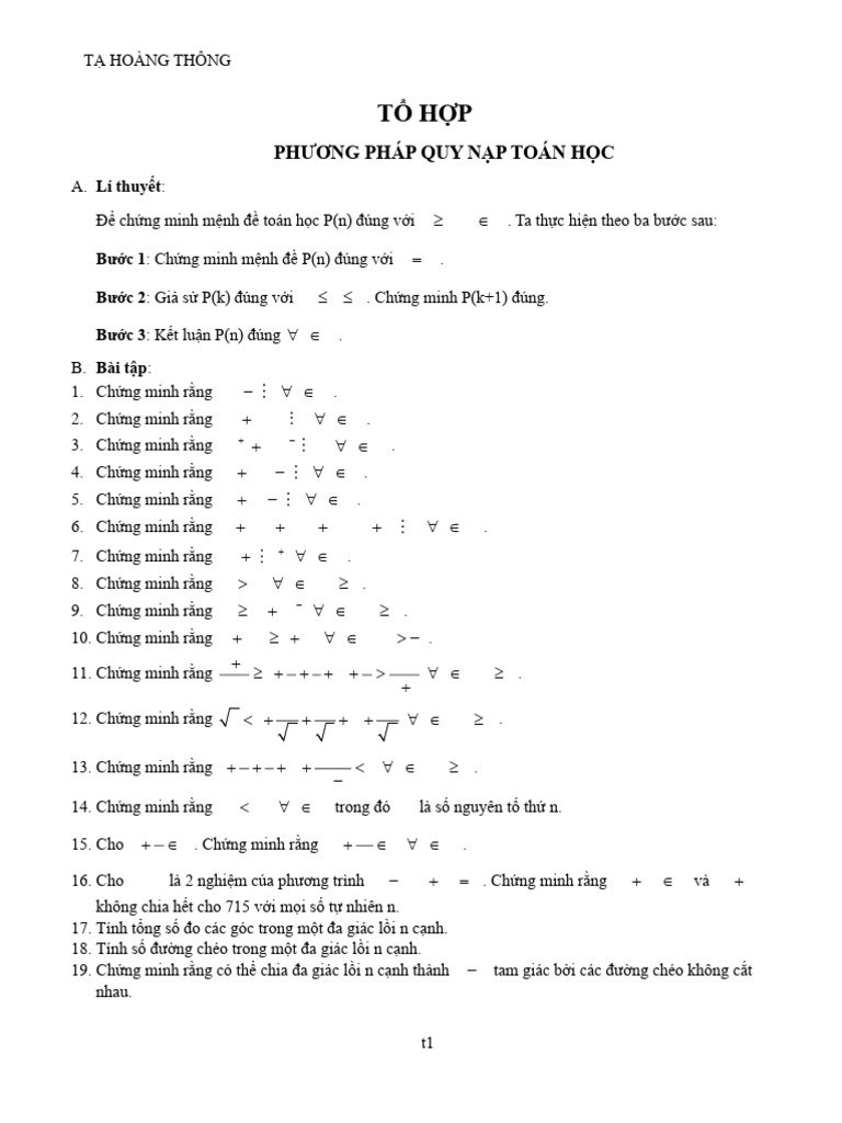 Phương Pháp Quy Nạp Toán Học: n nn N n n n k n n N | PDF