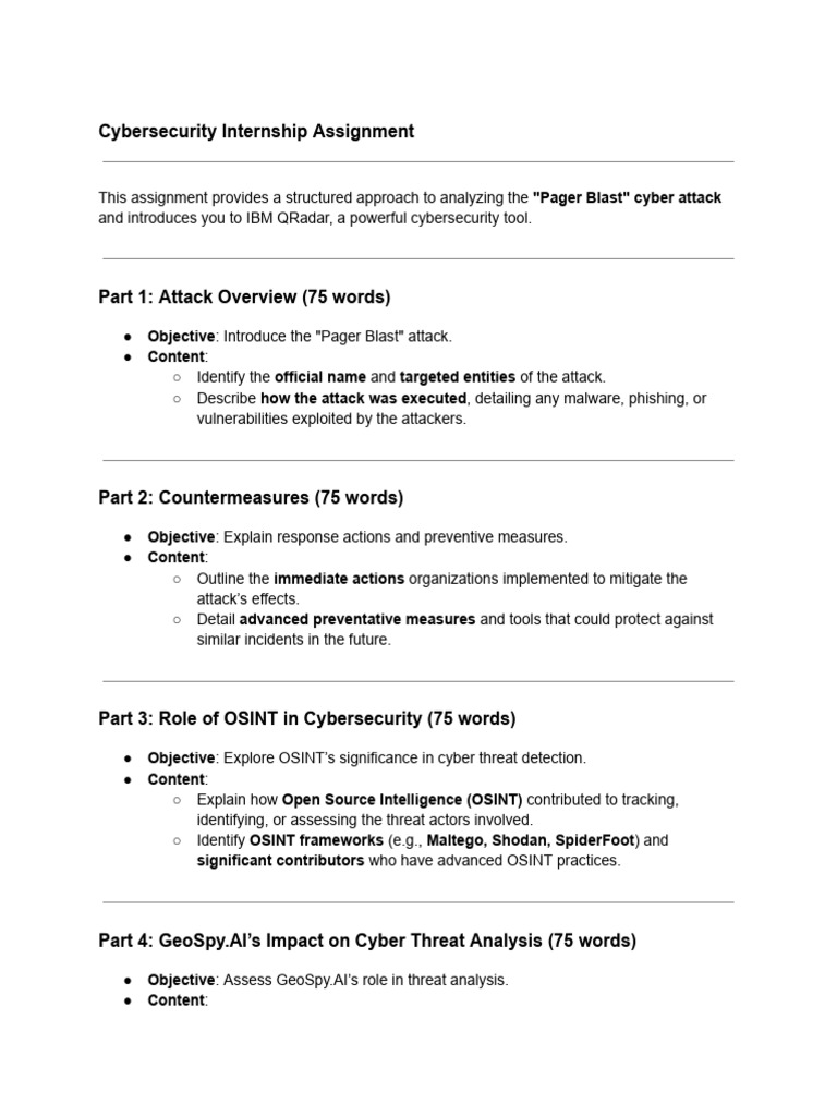 Cybersecurity Internship Assignment | PDF | Security | Computer Security