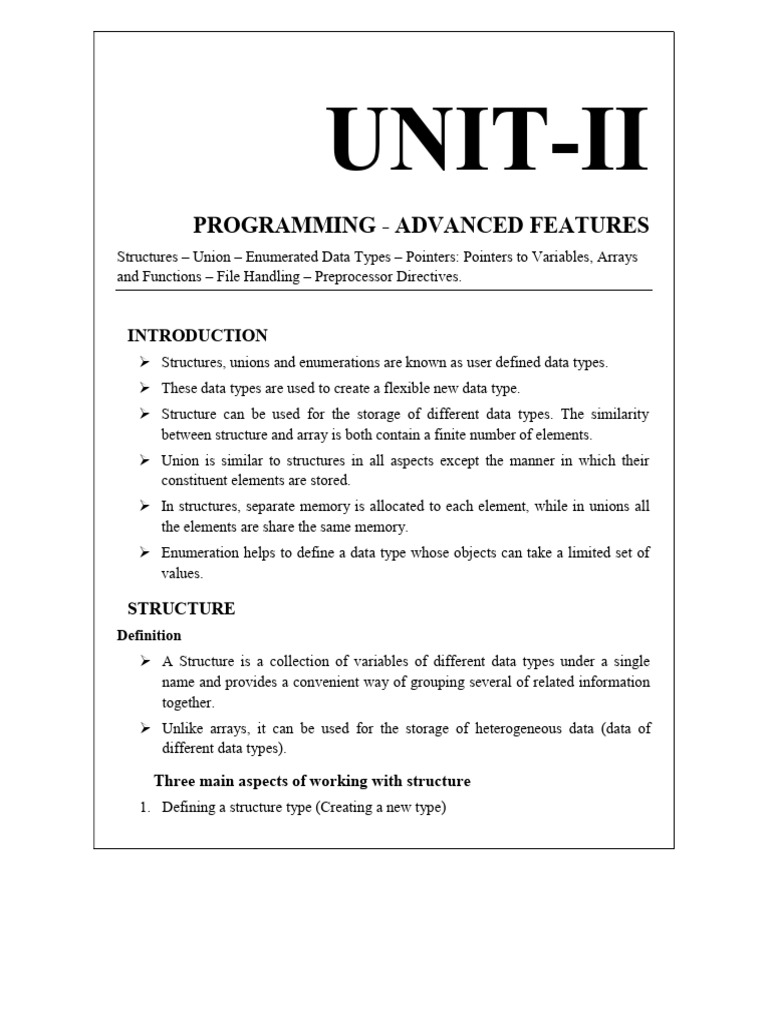 Unit 2 | PDF | Pointer (Computer Programming) | Integer (Computer Science)