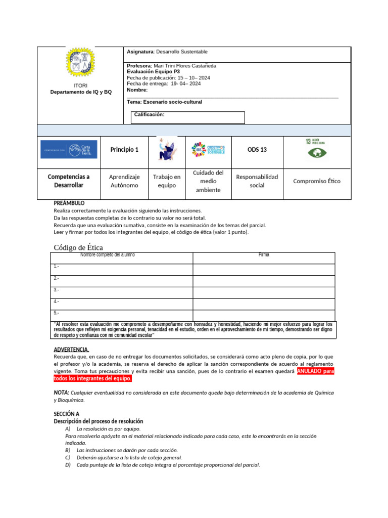 Evaluación P3 | PDF | Evaluación | Maestros