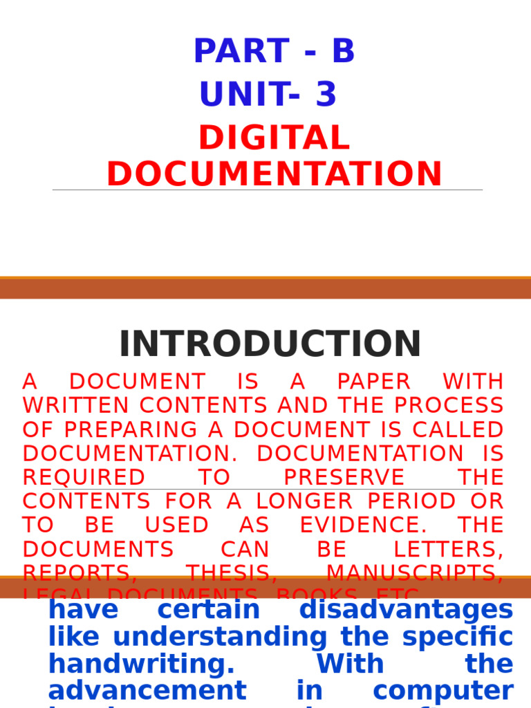 Unit - 3 Digital Documentation Part - I | PDF | Word Processor | Text