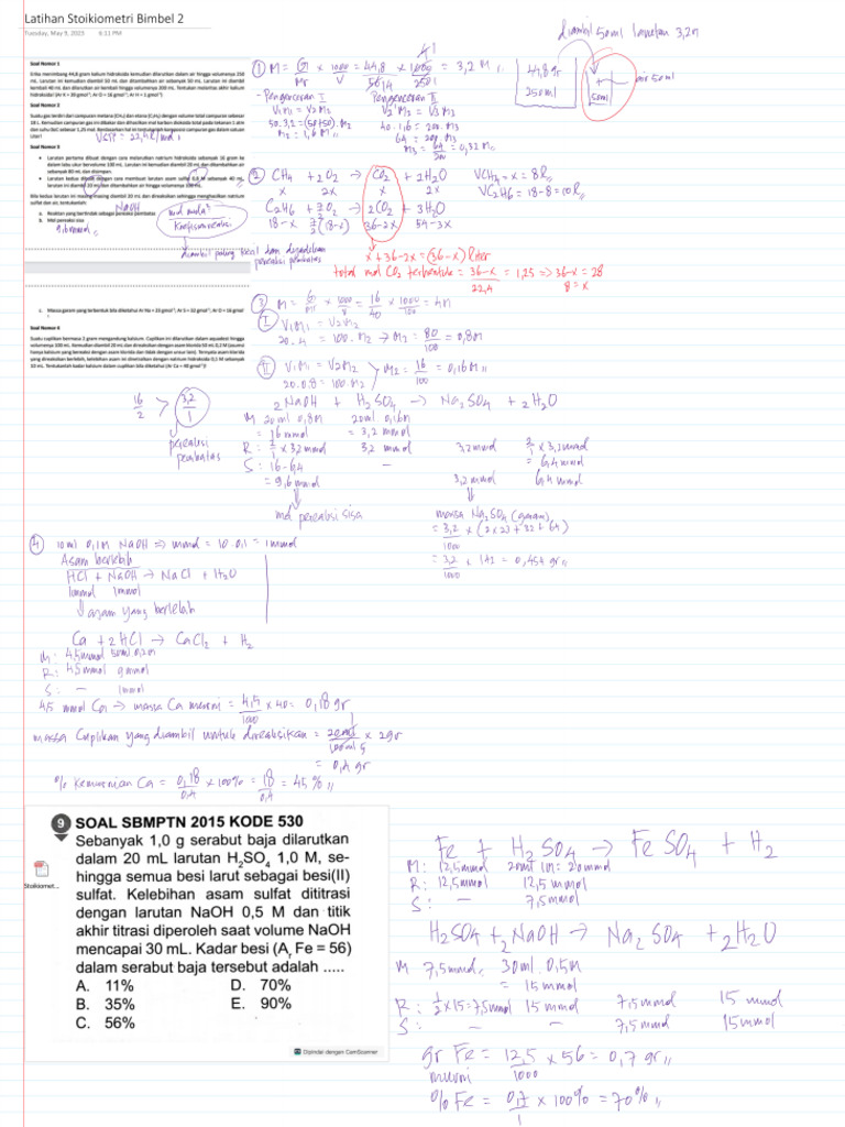 Latihan Stoikiometri Bimbel 2 | PDF