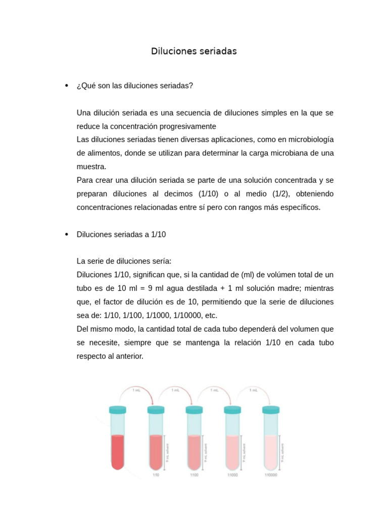 Diluciones Seriadas en Microbiología | PDF