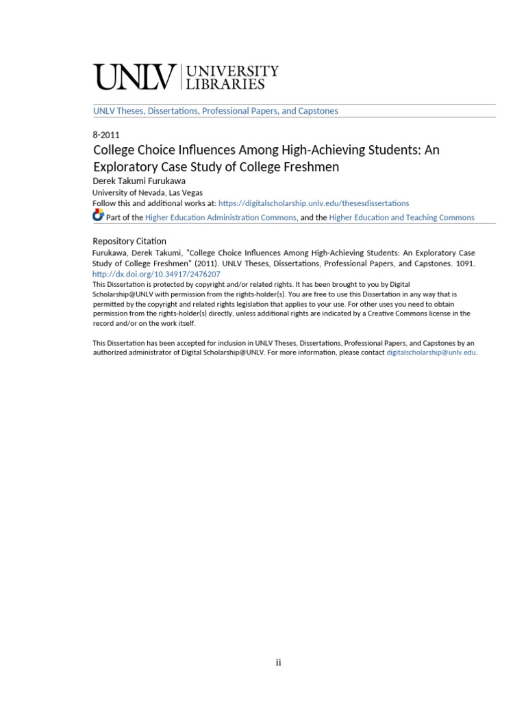 College Choice Influences Among High-Achieving Students RRL | PDF ...