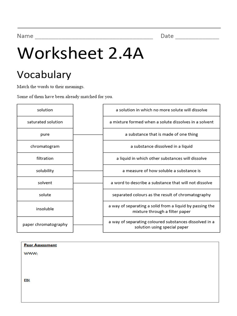 Vocabulary - DIff WSs - Unit 2 - Y8 Science | PDF | Solubility | Filtration