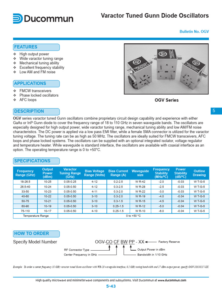 Varactor Tuned Gunn Oscillators Guide | PDF | Electronic Oscillator ...