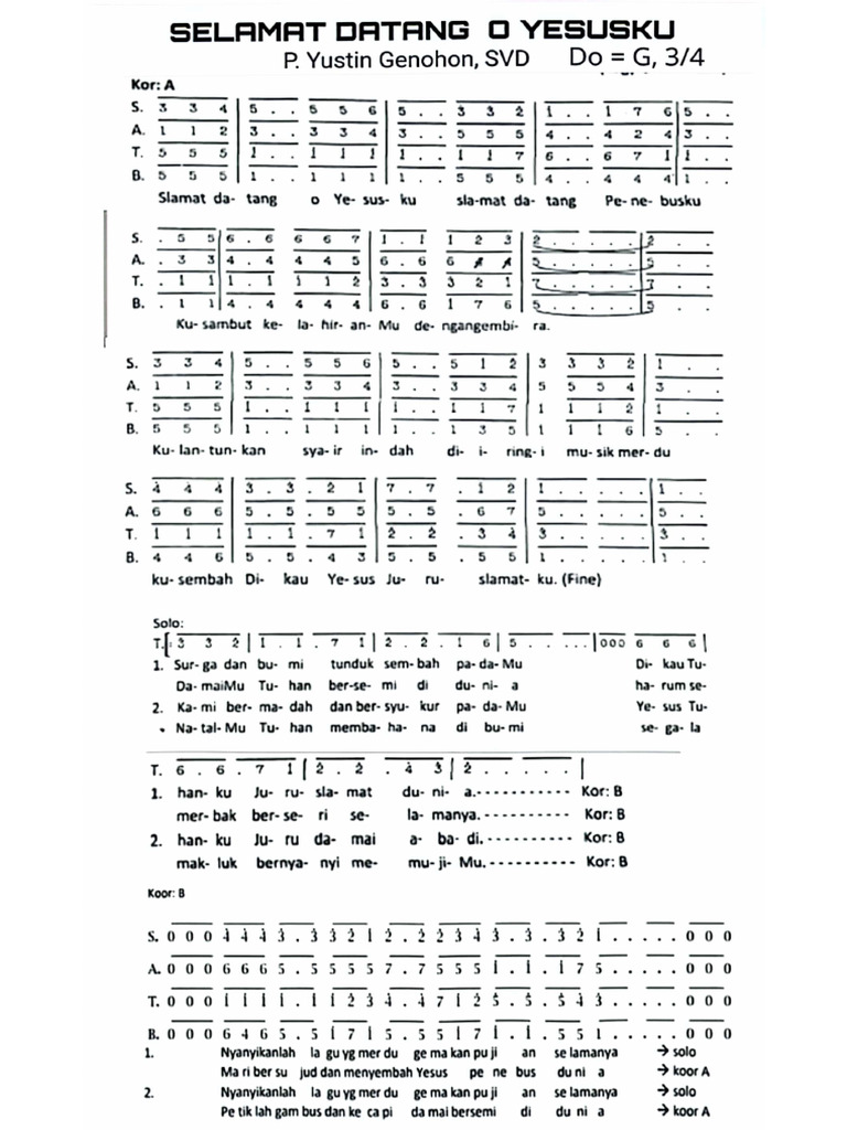 Selamat Datang o Yesusku | PDF