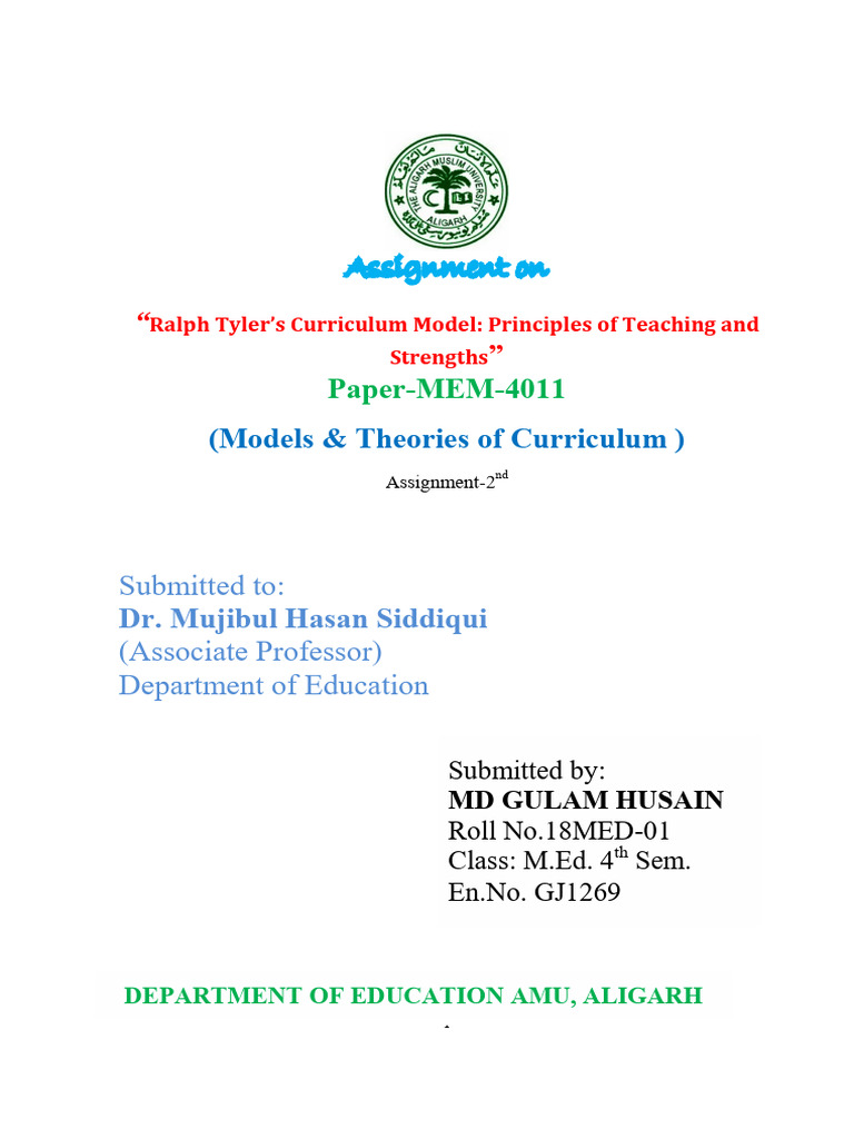 Ralph Tylers Curriculum Model Principle | PDF | Curriculum | Learning