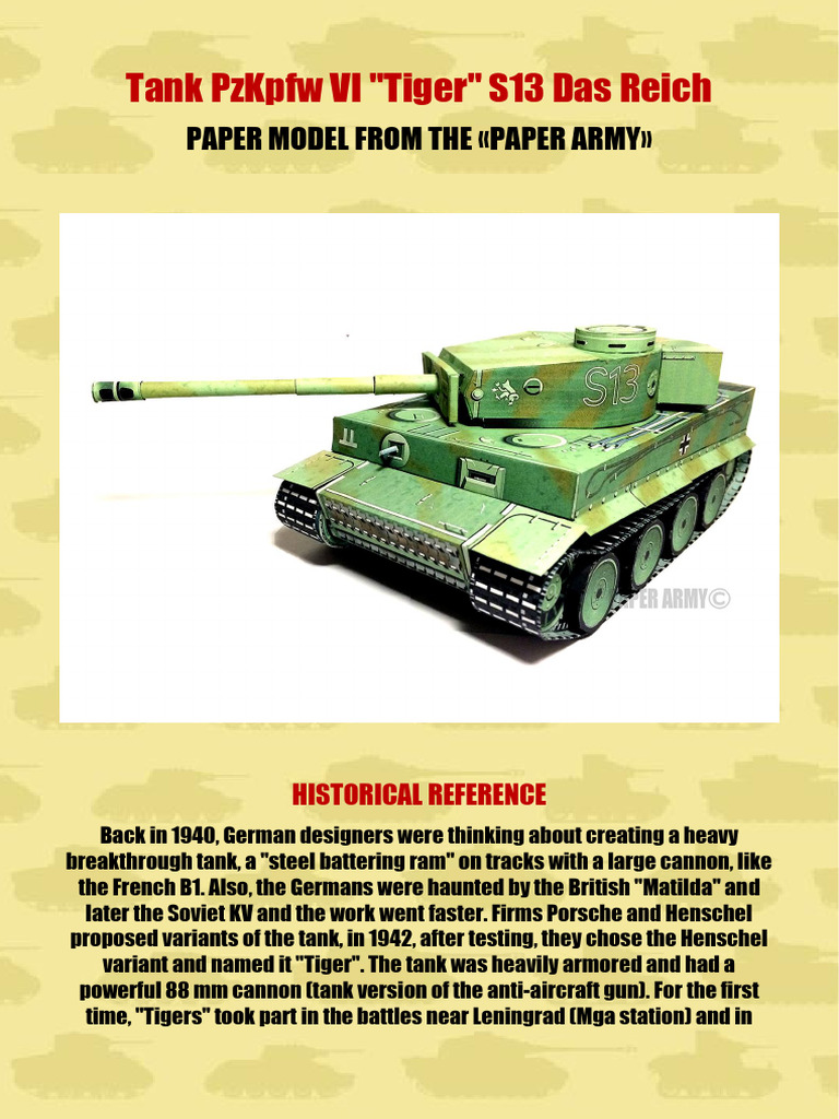 Paper Tank Tiger s13 Das Reich WWII | PDF | Tiger I | Tracked Armoured ...