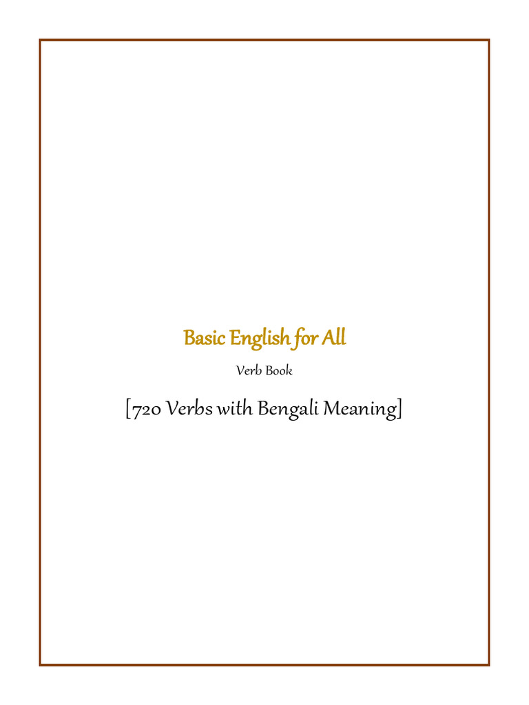 Basic English For All - Verb Book | PDF | Syntactic Relationships | Grammar
