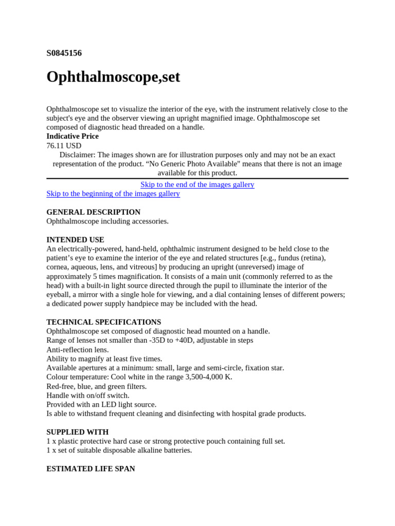 spec | PDF | Medical Device | Eye